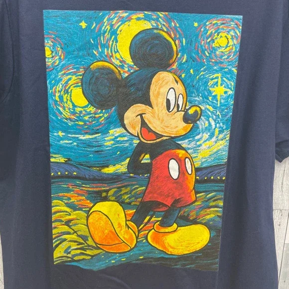 Disney | Shirts | New Disney Mens Large Mickey Mouse Van Gogh Starry ...